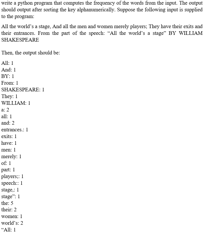 Solved write a python program that computes the frequency of | Chegg.com