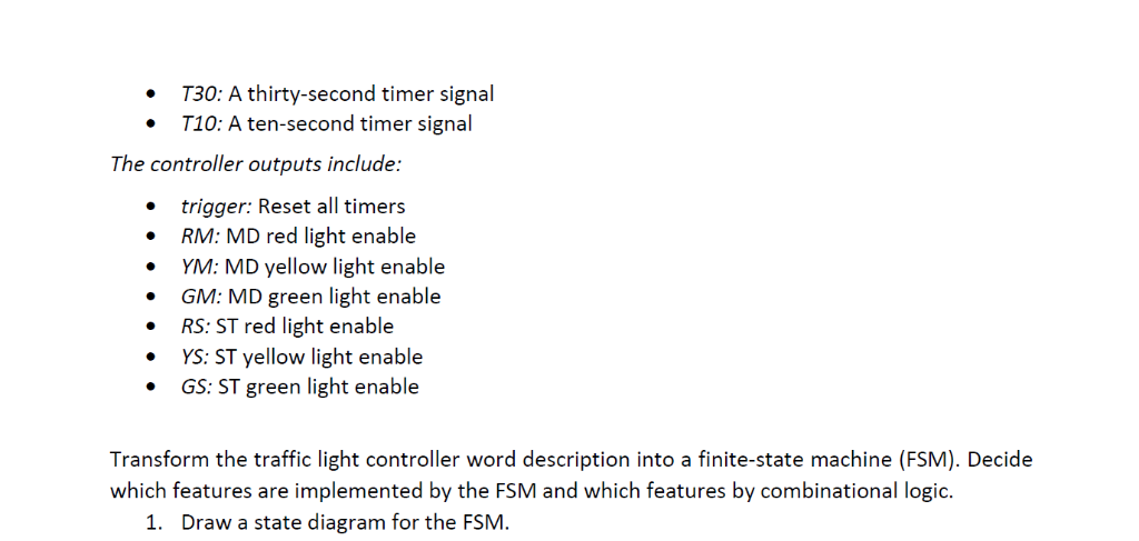 Solved transform the traffic light controller word | Chegg.com