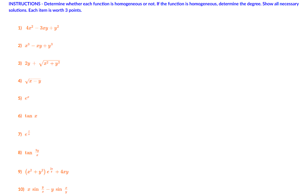 Solved INSTRUCTIONS - Determine whether each function is | Chegg.com