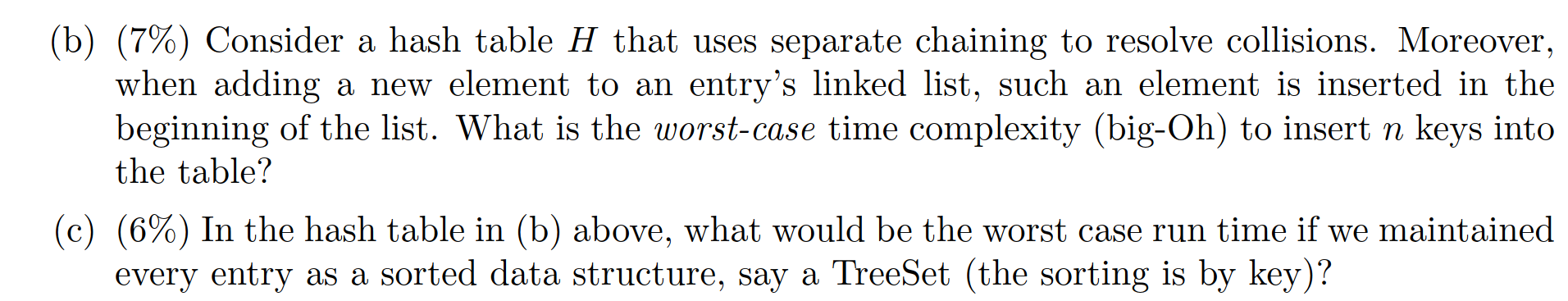 Solved 3. Hash tables (20%): In each one of the following | Chegg.com