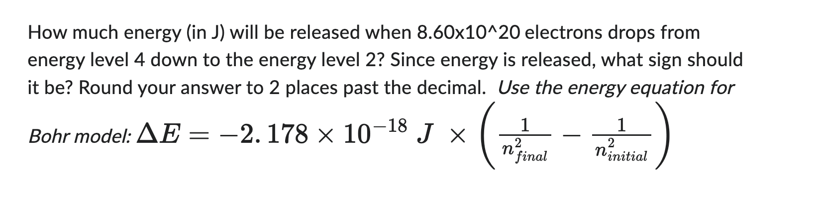 Solved How much energy (in J) will be released when | Chegg.com