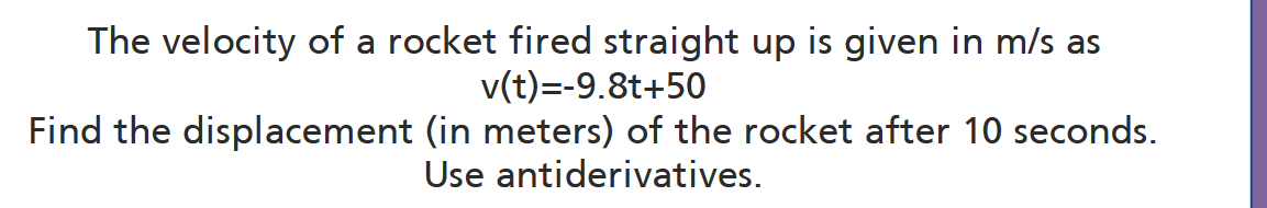 Solved The velocity of a rocket fired straight up is given | Chegg.com