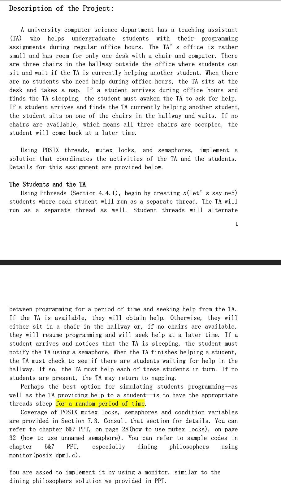 Solved This assignment will involve writing a multithreaded | Chegg.com