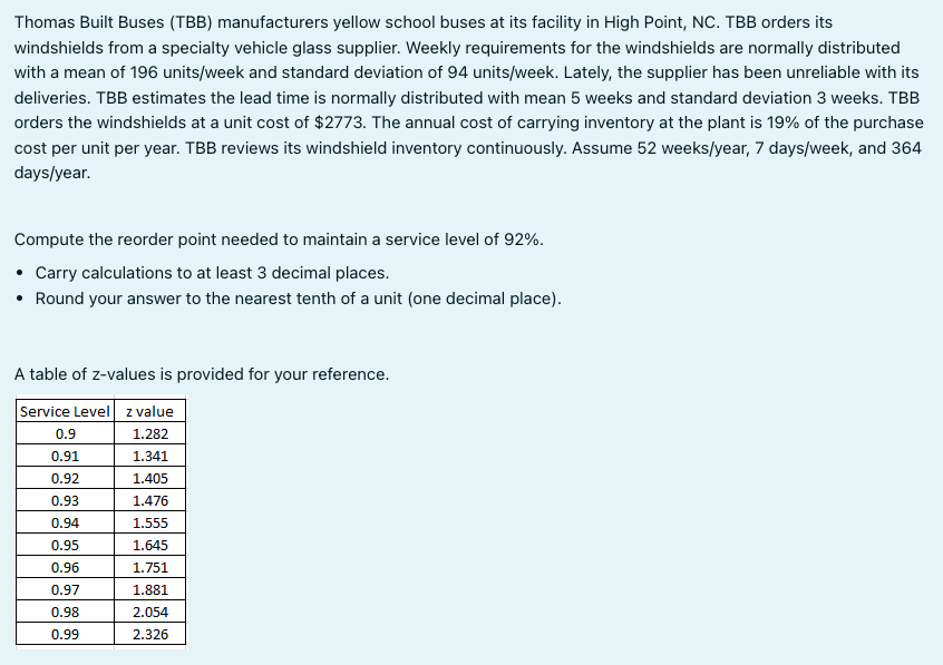 Solved Thomas Built Buses (TBB) manufacturers yellow school | Chegg.com