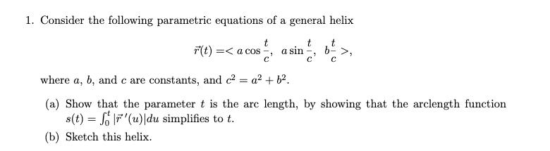 Solved 1. Consider the following parametric equations of a | Chegg.com