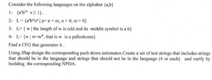 Solved Consider the following languages on the alphabet | Chegg.com