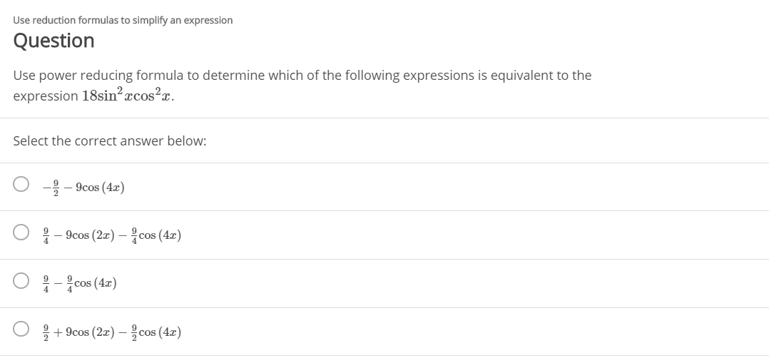 Solved Use reduction formulas to simplify an expression | Chegg.com