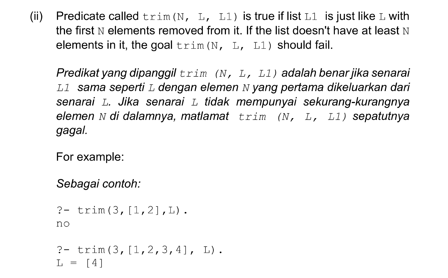 Solved (c) Write Prolog programs for the following: Tulis | Chegg.com
