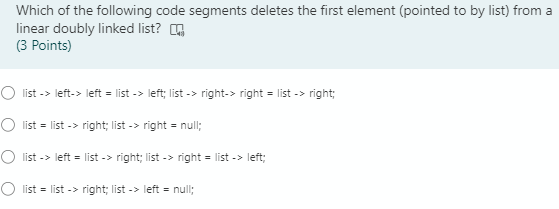 Solved Which of the following code segments deletes the | Chegg.com