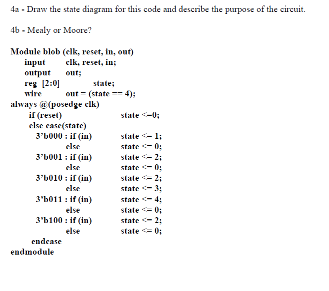 Solved 4a - Draw the state diagram for this code and | Chegg.com