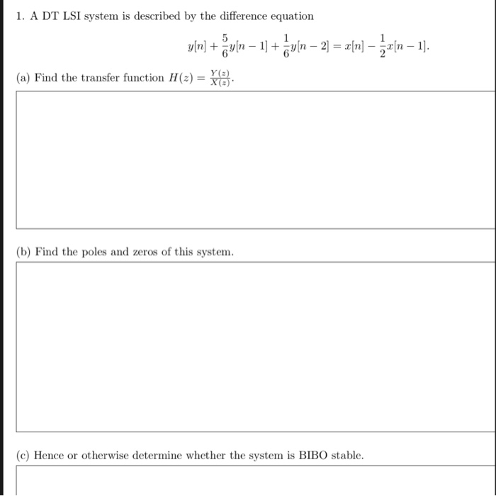 Solved 1. A DT LSI system is described by the difference | Chegg.com