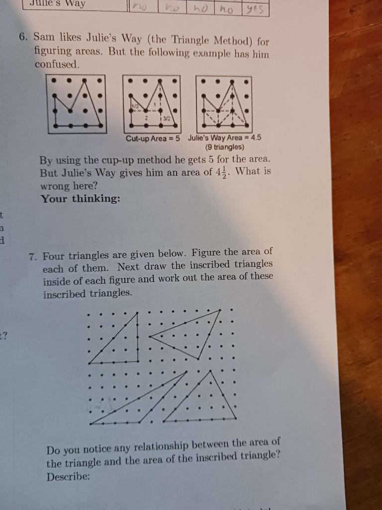 Solved 6. Sam likes Julie's Way (the Triangle Method) for | Chegg.com