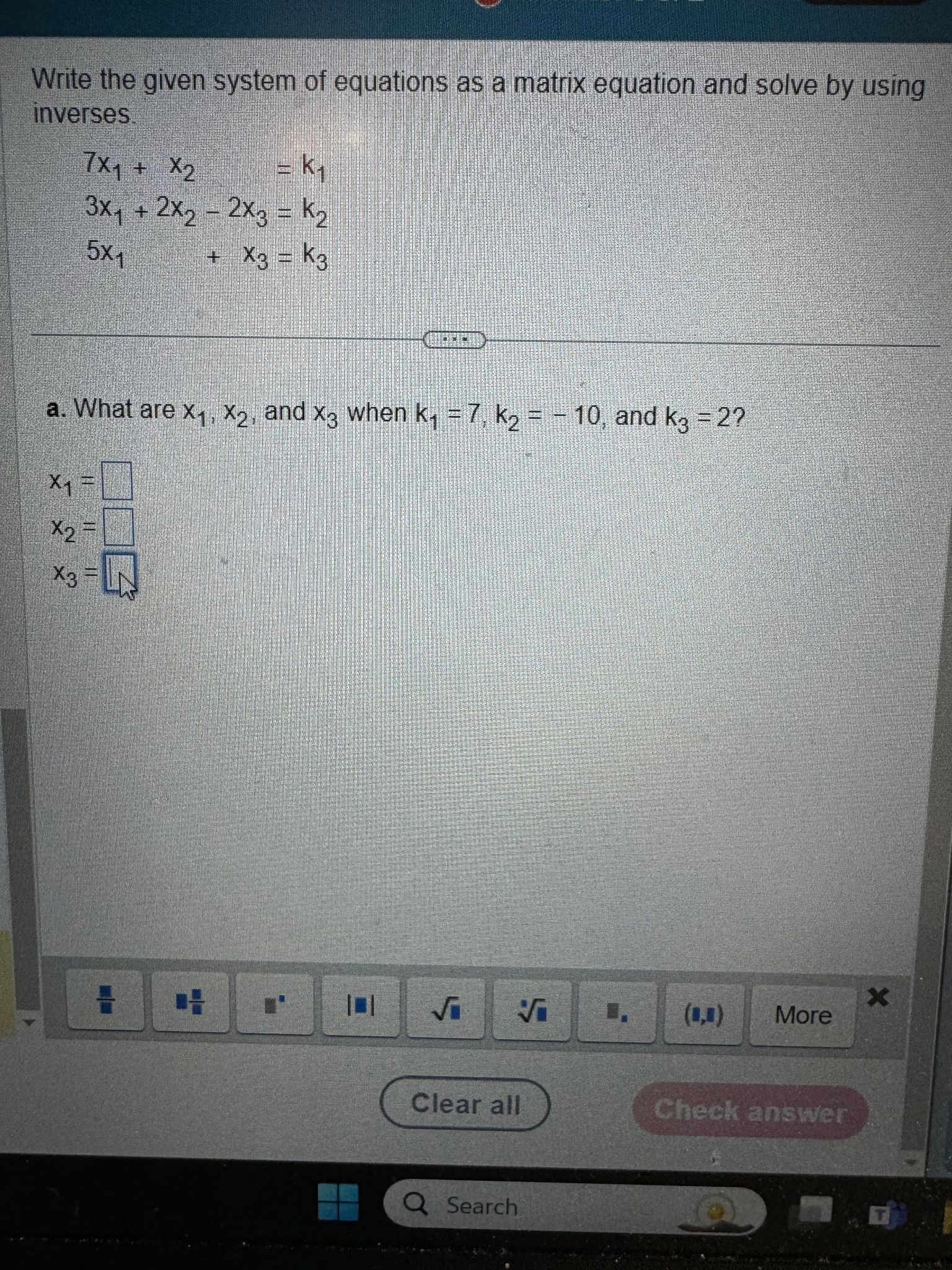 Solved Write the given system of equations as a matrix | Chegg.com