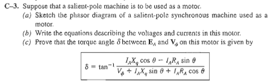 Solved C-3. Suppose that a salient-pole machine is to be | Chegg.com