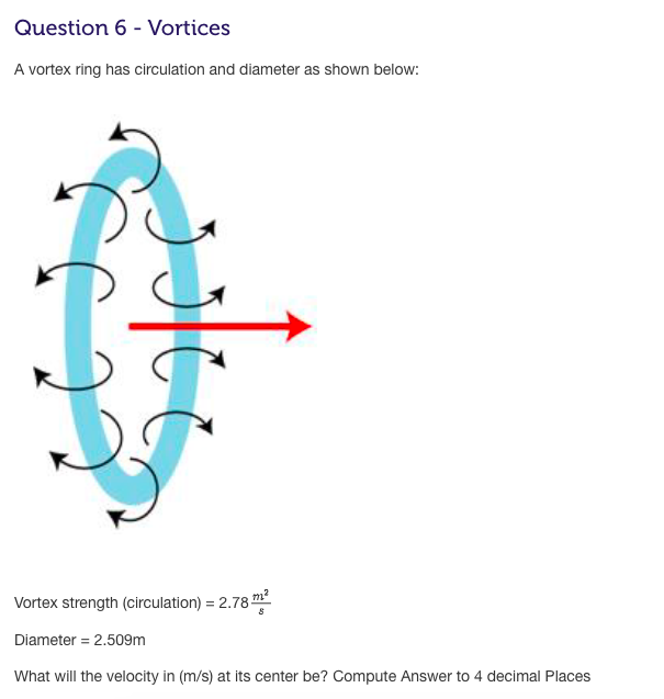 Solved Question 6 - Vortices A vortex ring has circulation | Chegg.com