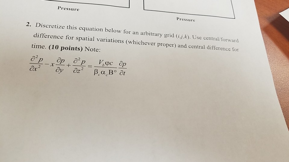 Solved Pressure Pressure 2. Discretize this equation below | Chegg.com