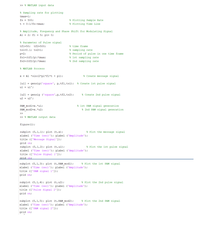 Solved >> MATLAB input data Sampling rate for plotting | Chegg.com