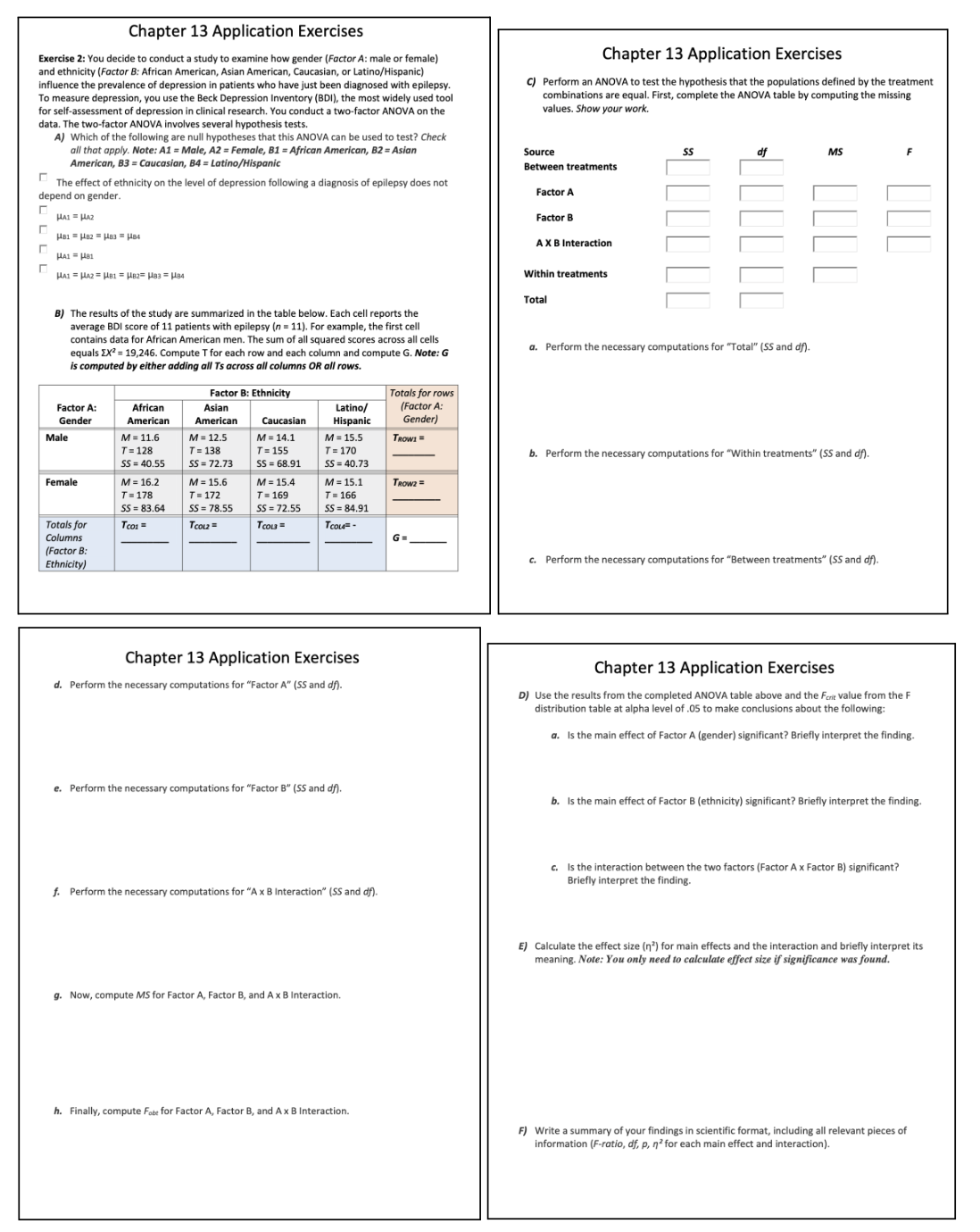 Solved Chapter 13 Application Exercises c) Perform an ANOVA | Chegg.com