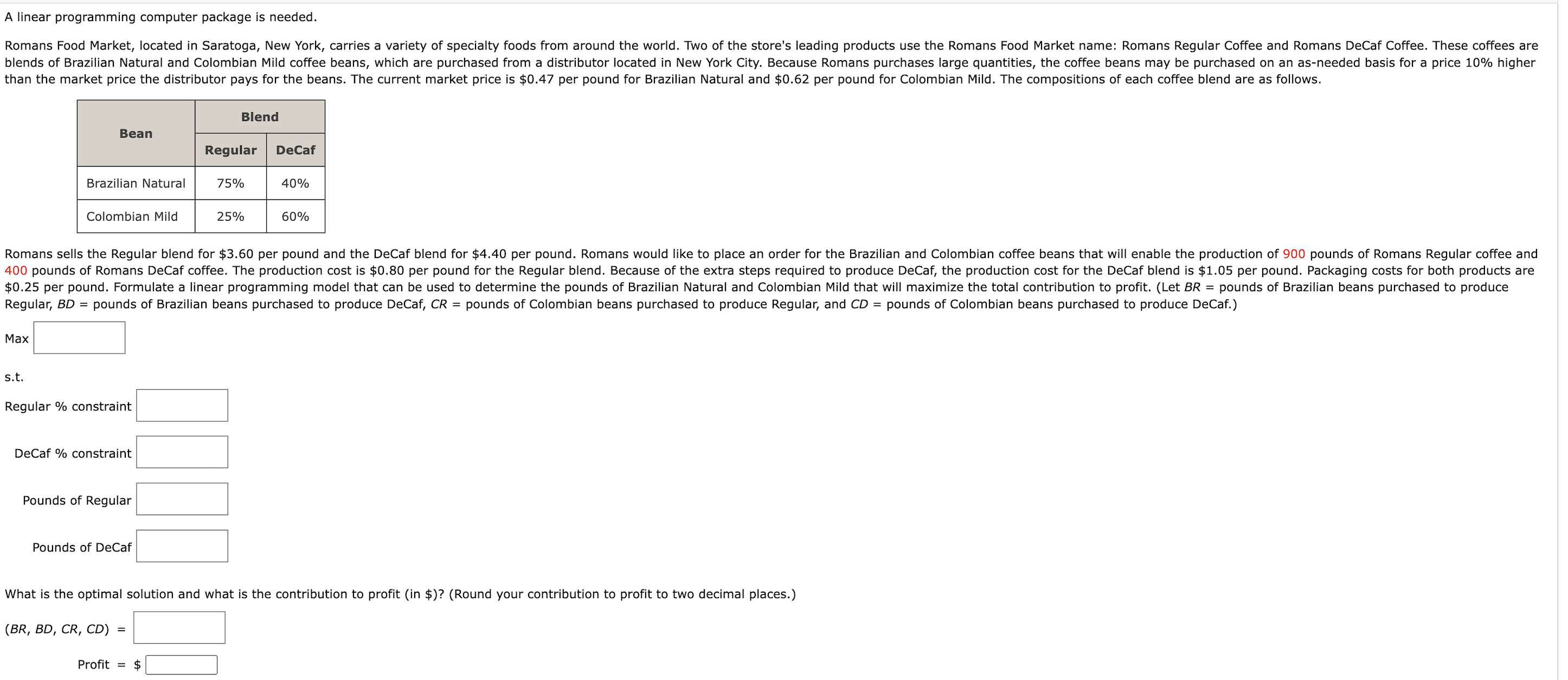 Solved A linear programming computer package is needed. Max | Chegg.com