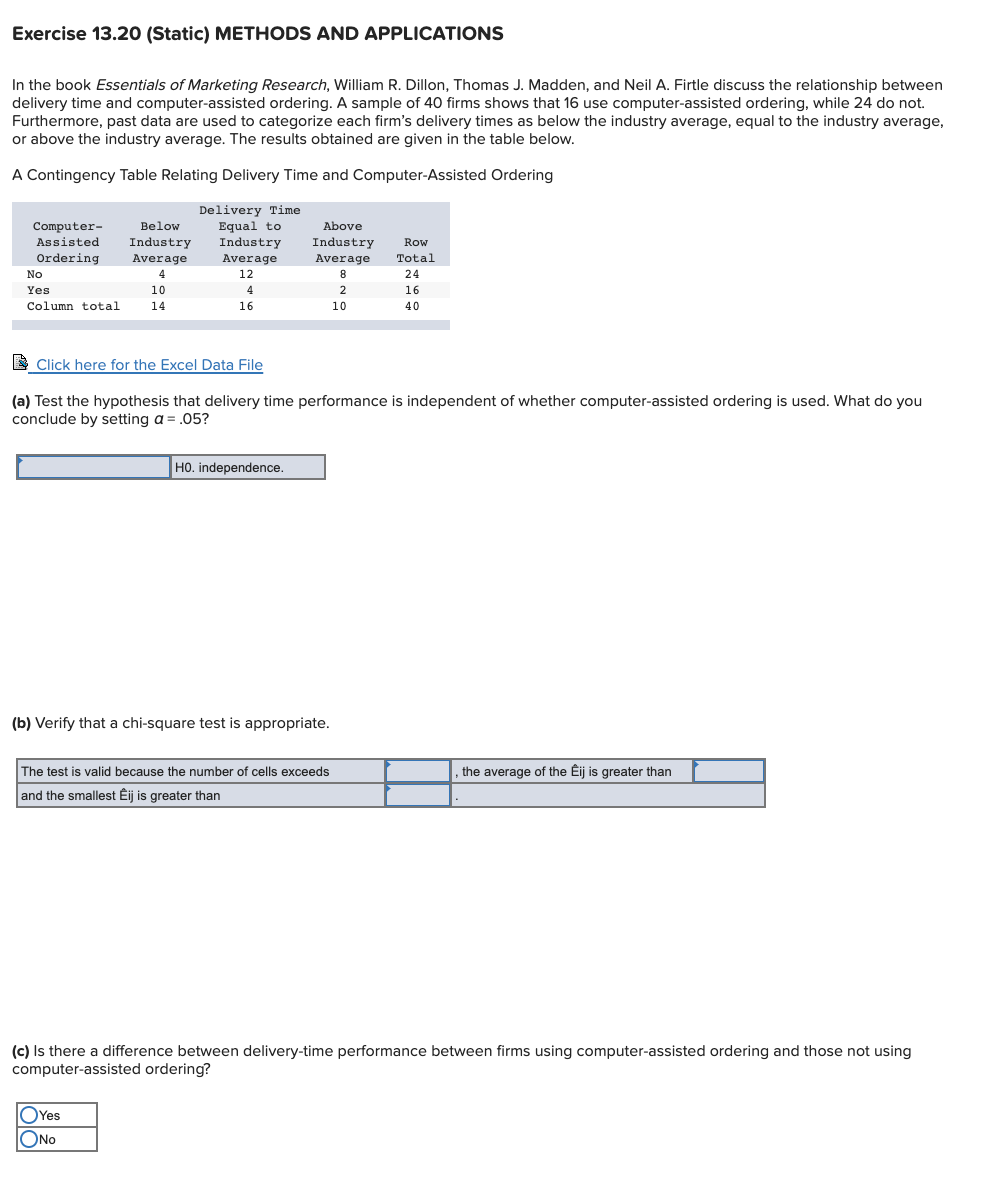 Solved Exercise 13.20 (Static) METHODS AND APPLICATIONS In | Chegg.com