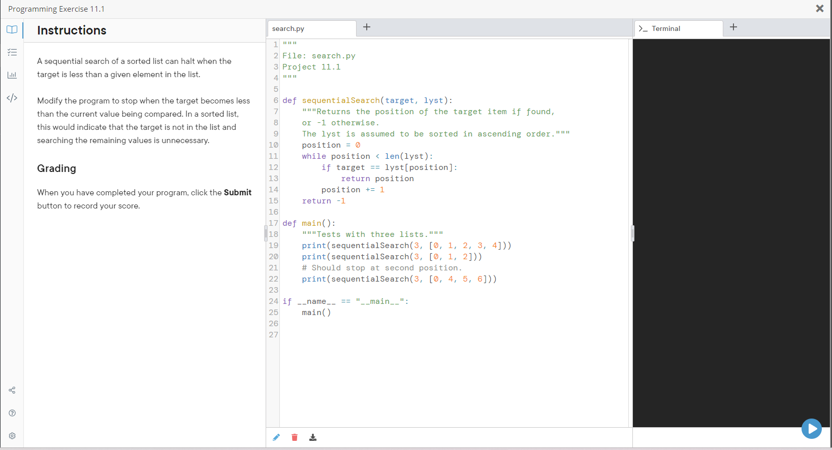 Solved Instructions A sequential search of a sorted list can | Chegg.com