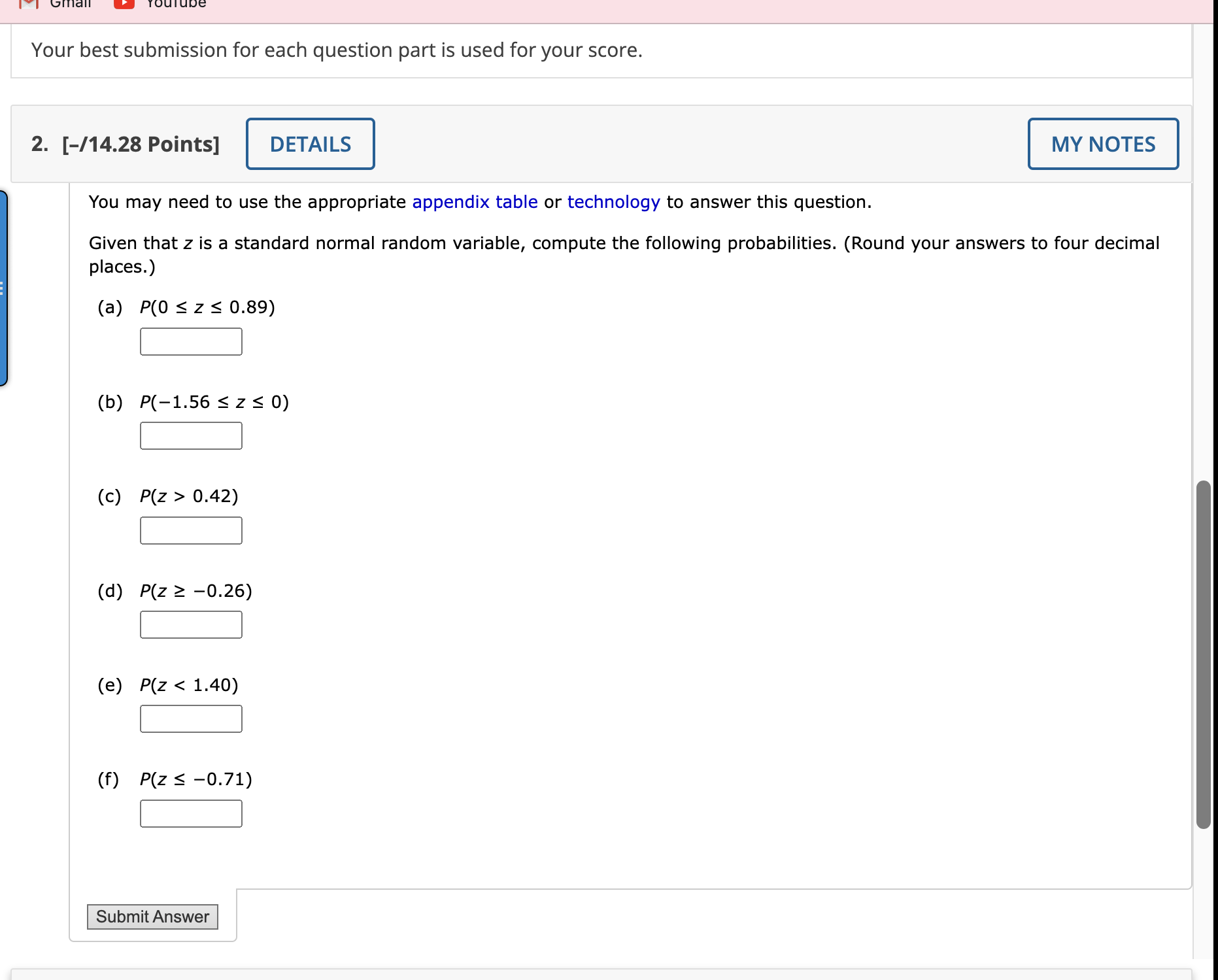 Solved Your best submission for each question part is used | Chegg.com