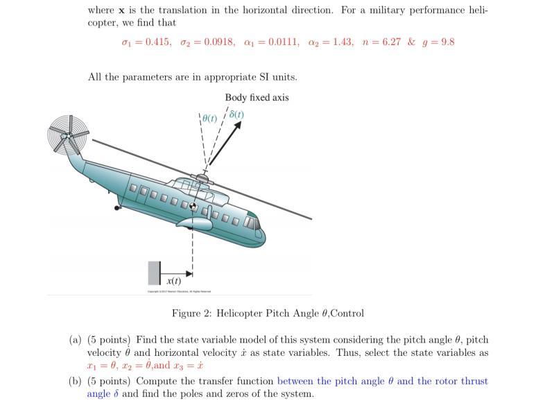 Solved 2. A high performance helicopter has a model shown in | Chegg.com