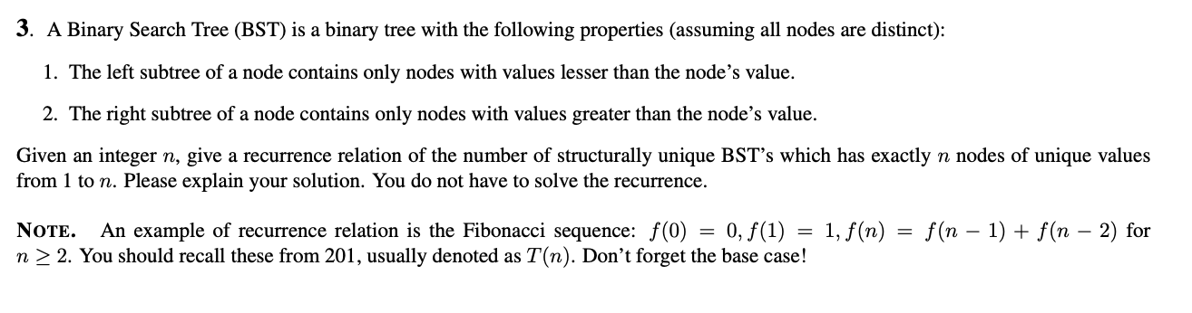 Solved A Binary Search Tree (BST) ﻿is a binary tree with the | Chegg.com