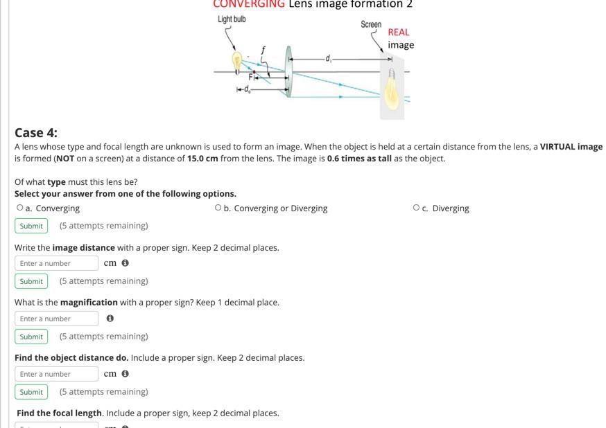 Solved CONVERGING Lens Image formation I 2. 1 REAL -ff image | Chegg.com
