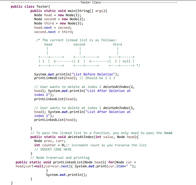 Solved Write A Function Deleteatindex That Takes A Linked