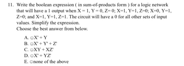 Solved Write The Boolean Expression In Sum Of Products