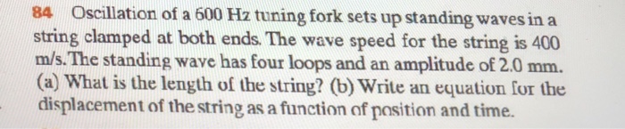 Solved 84 Oscillation of a 600 Hz tuning fork sets up | Chegg.com