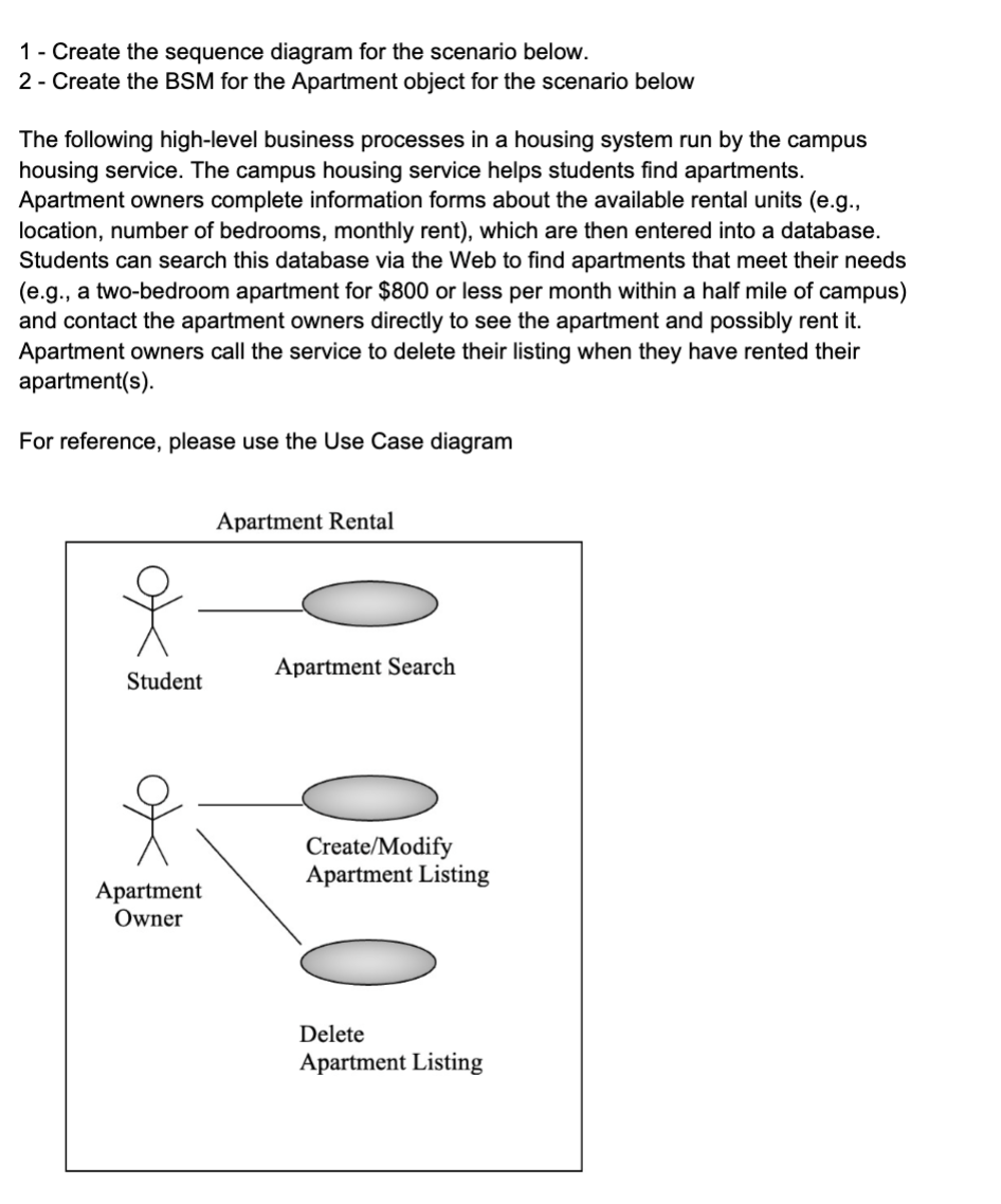 Solved 1 - Create the sequence diagram for the scenario | Chegg.com