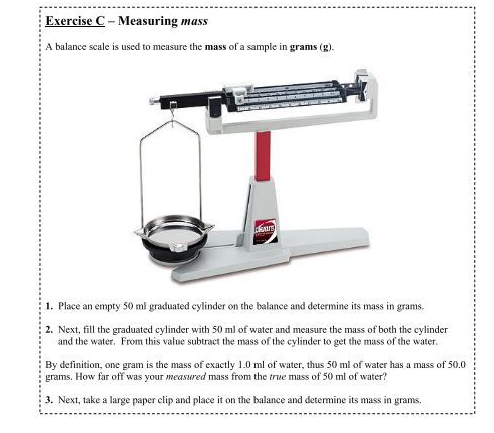 Solved Exercise C-Measuring mass A balance scale is used to | Chegg.com