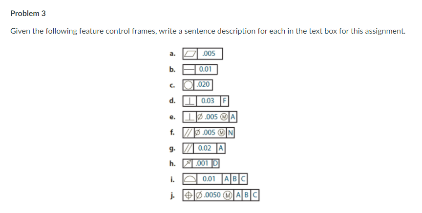 Solved Problem 3 Given the following feature control frames, | Chegg.com Solved Problem 3 Given the following feature control frames, | Chegg.com