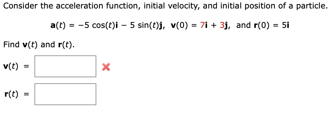 Solved Consider the acceleration function, initial velocity, | Chegg.com