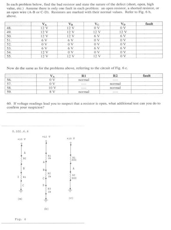 Solved In each problem below, find the bad resistor and | Chegg.com