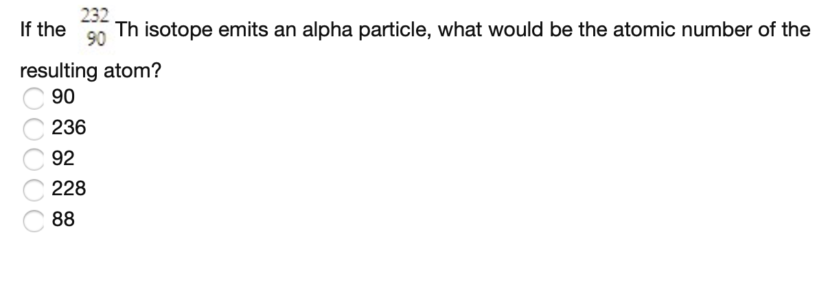 Solved If the Th isotope emits an alpha particle, what would | Chegg.com