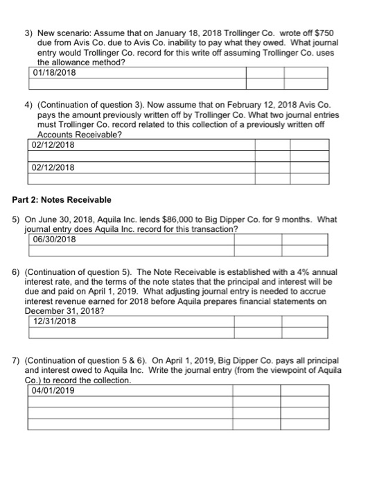 Solved Part 1: Accounts Receivables and Allowance Method 1) | Chegg.com