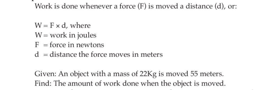 Solved Work is done whenever a force (F) is moved a distance | Chegg.com