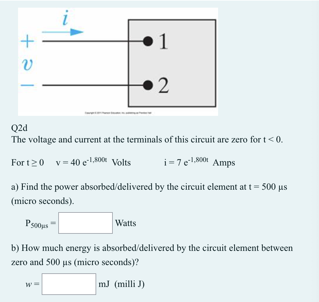 Solved The voltage and current at the terminals of this | Chegg.com