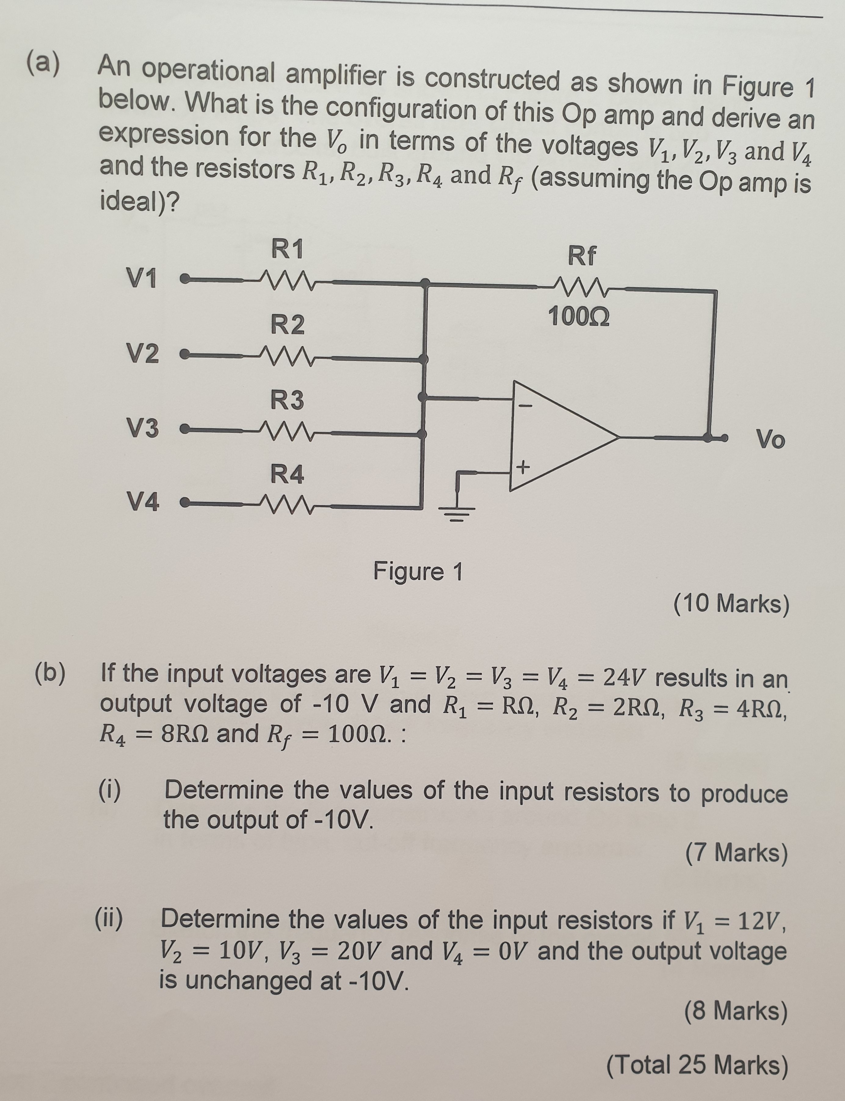 Solved a) An operational amplifier is constructed as shown | Chegg.com