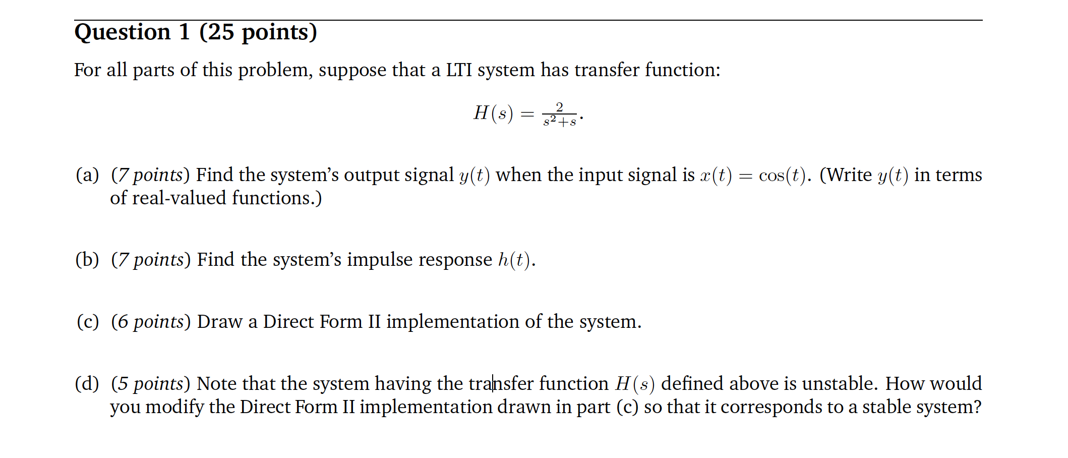 Solved Question 1 25 Points For All Parts Of This Problem