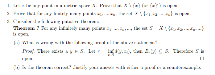 Solved real analysis 1. Let x be any point in a metric space | Chegg.com