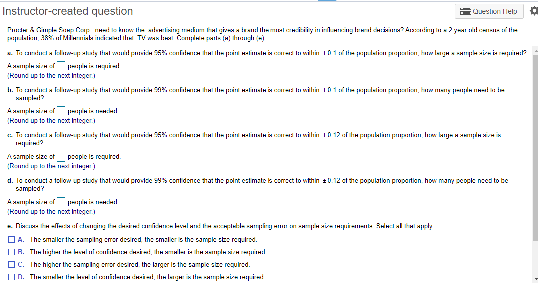 Solved O Instructor-created question Question Help Procter & | Chegg.com