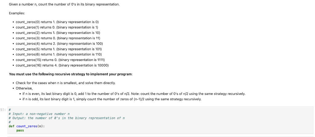 Solved Given a number n, count the number of 0 's in its | Chegg.com
