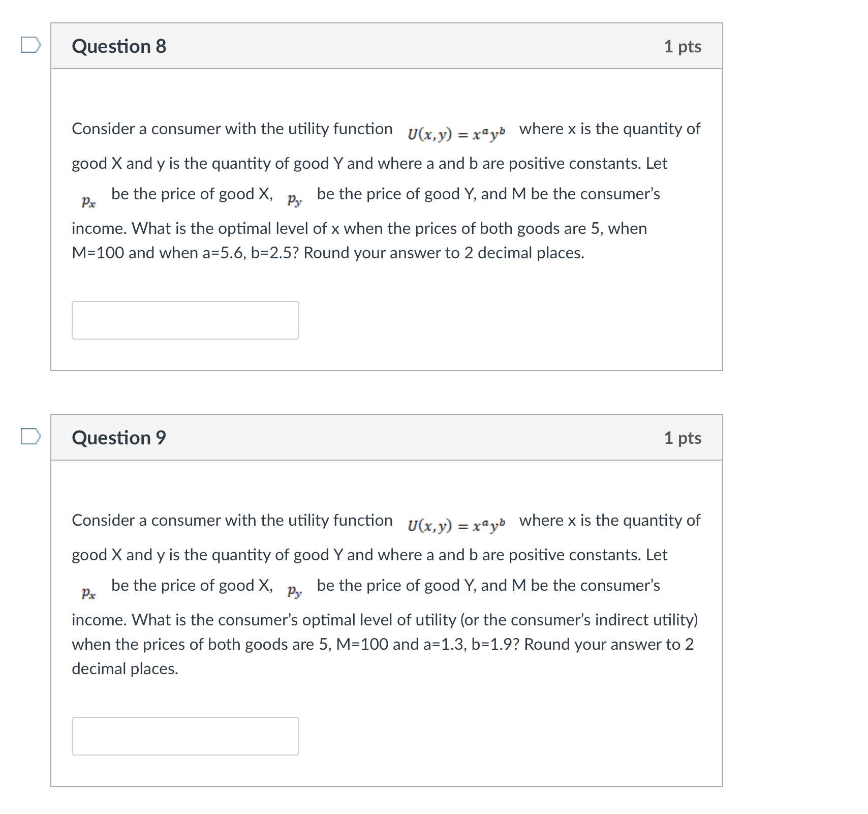 Solved Consider a consumer with the utility function | Chegg.com