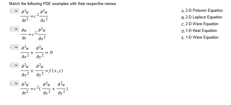 Solved Match the following PDE examples with their | Chegg.com