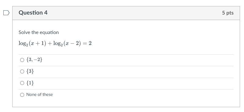 Solved Question 4 5 pts Solve the equation log2 (x + 1) + | Chegg.com