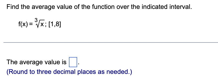 Solved Find the average value of the function over the | Chegg.com